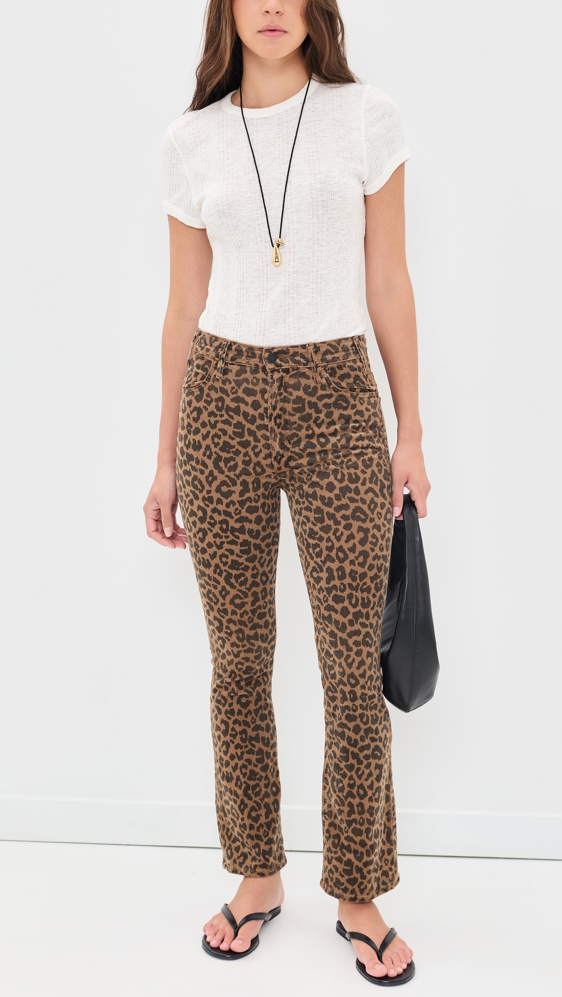MOTHER MOTHER The Hustler Flood Jeans in Leopard Print